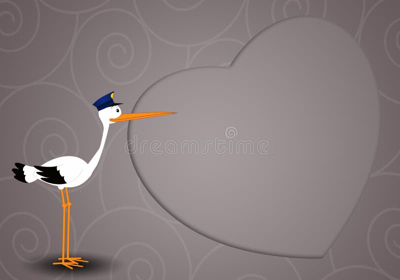 Stork with Heart To Celebrate Birth Stock Illustration - Illustration ...