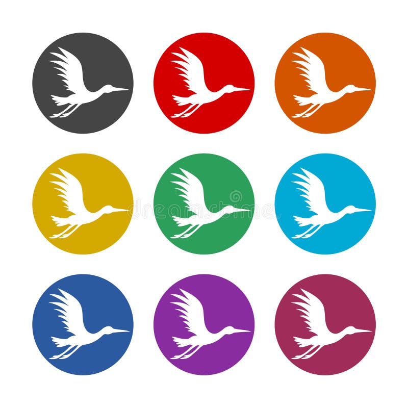 Stork icon, color set stock vector. Illustration of baby - 197165765