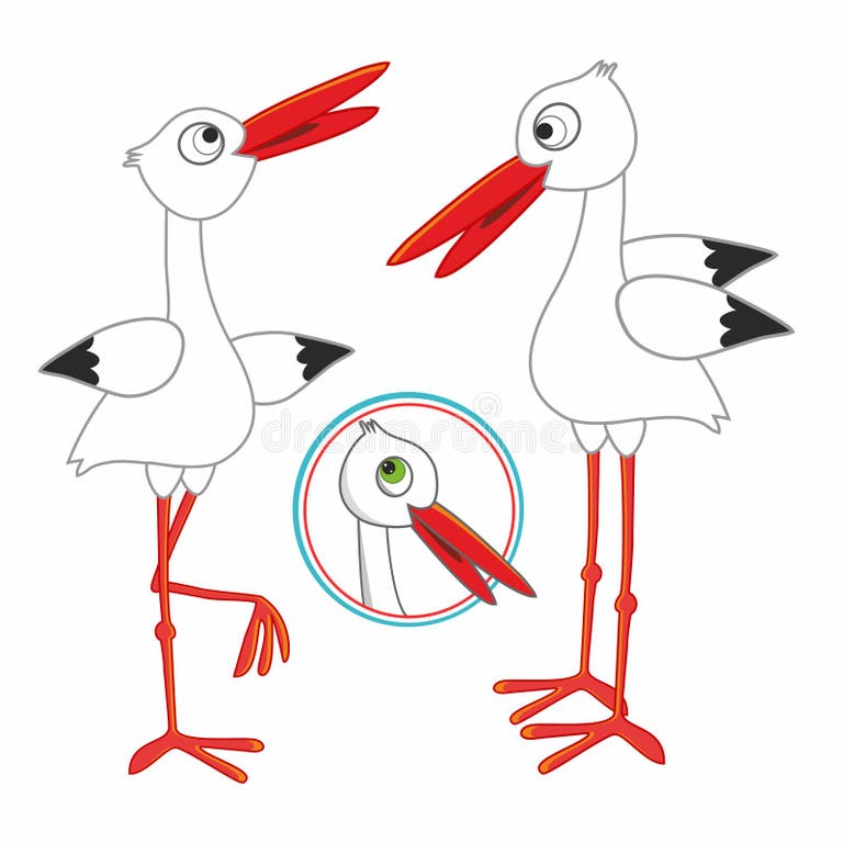 Stork stock vector. Illustration of characters, cute - 64011431