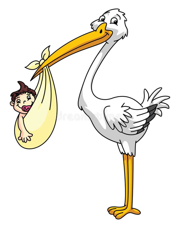 Stork with new born baby stock vector. Illustration of childhood - 47879913