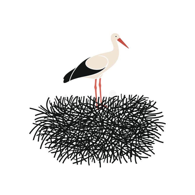 Stork Set. Isolated Stork on White Background Stock Vector ...