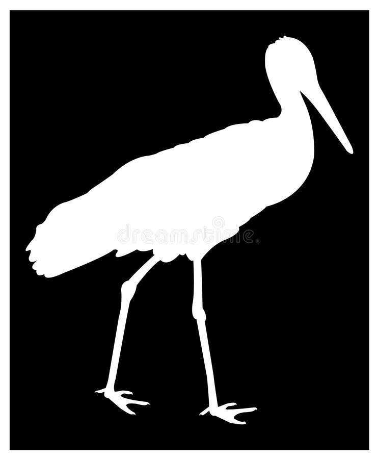 Stork Silhouette - Large Waterbird Stock Vector - Illustration of white ...