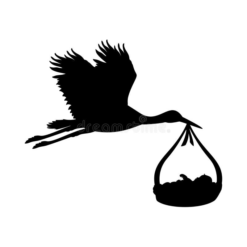 Stork Symbol of the Birth of Child Stock Illustration - Illustration of ...