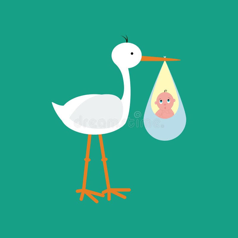 Storken Kom Med Behandla Som Ett Barnkonturn Vektor Illustrationer ...
