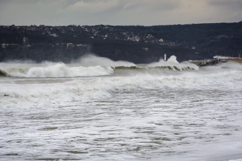Storm and Big Wave in Varna Stock Image - Image of cyclone, climate ...
