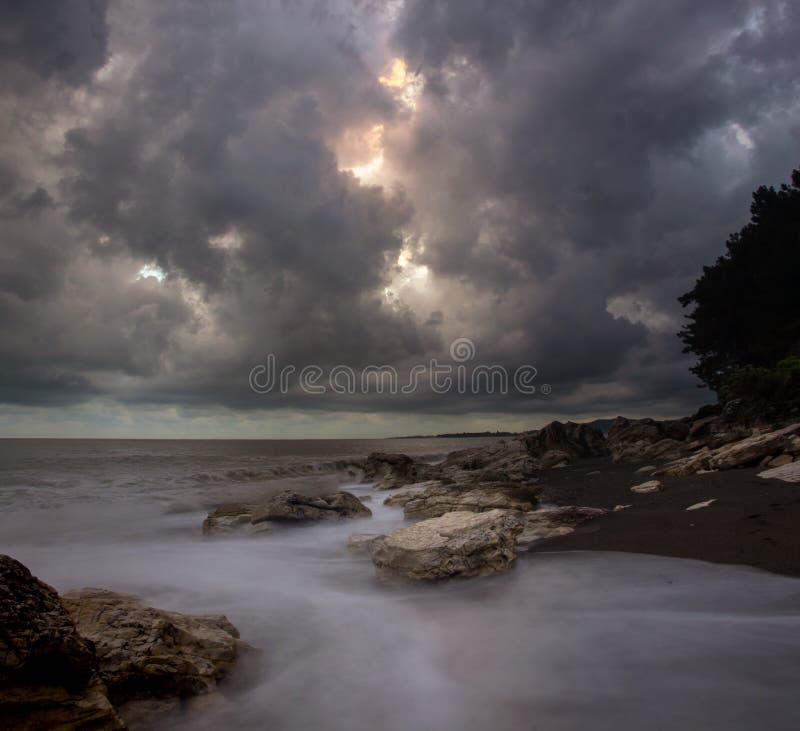 Storm on the Black Sea. Republic of Abkhazia Stock Image - Image of ...