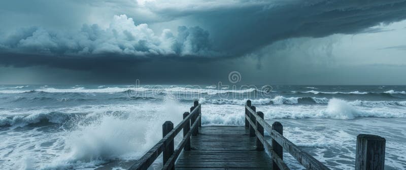A Storm is Brewing in the Ocean and is Approaching the Shore Stock ...