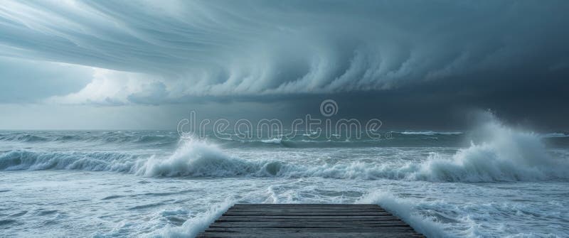 A Storm is Brewing in the Ocean and is Approaching the Shore. Stock ...