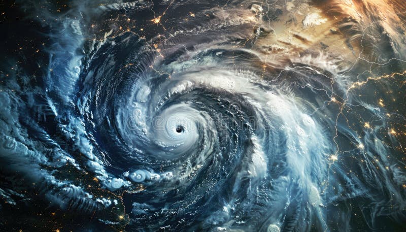 A Storm is Brewing in the Ocean, with a Large Whirlpool Forming in the ...