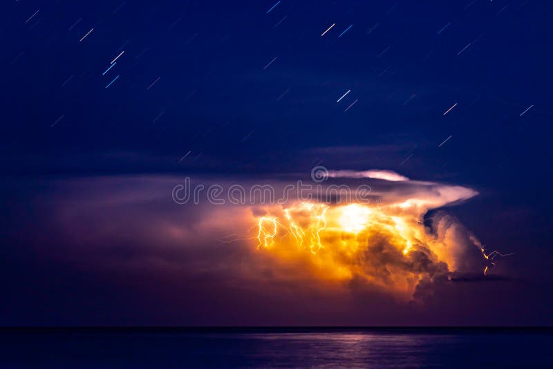 A Storm Cell on the Sea - Evolution of the Storm Stock Photo - Image of ...