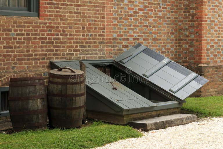 Storm Cellar Doors stock image. Image of dark, brick - 58638439