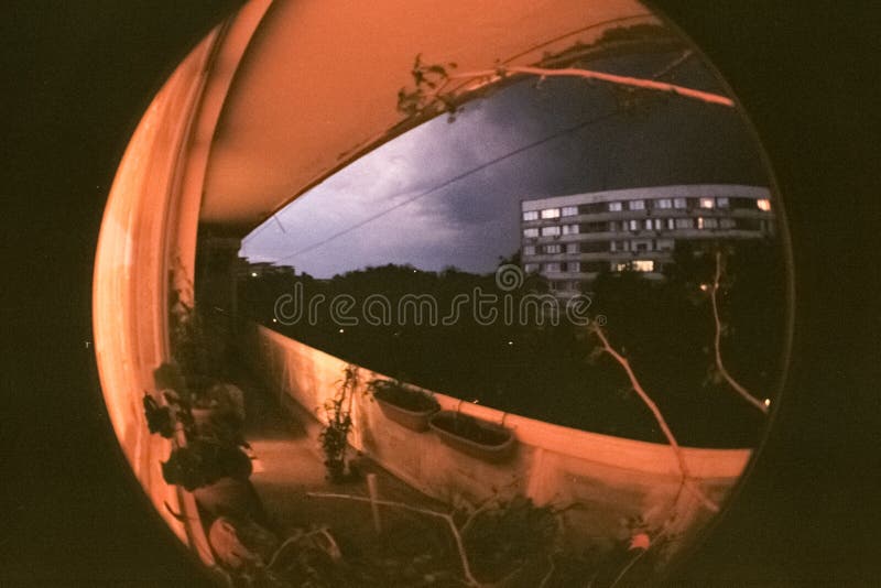 Storm in City through Fisheye Lens Stock Image - Image of 35mm ...