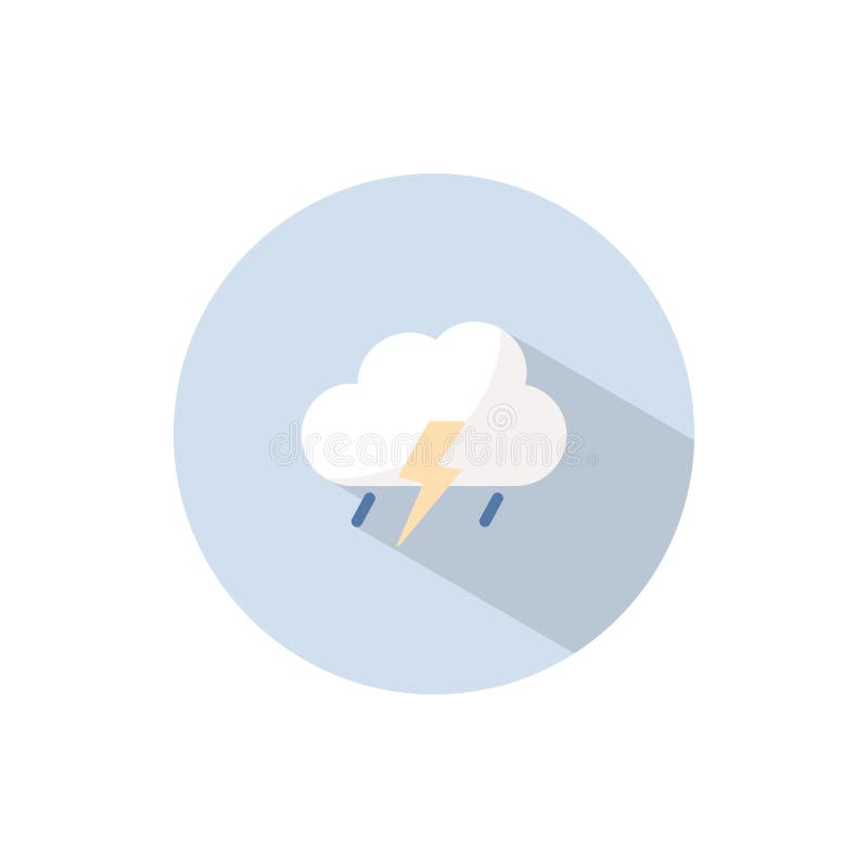 Storm and Cloud. Flat Icon on a Circle. Weather Vector Illustration ...