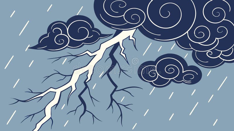 Storm Cloud Lightning, Dramatic Weather for Nature Themes Vector Design ...