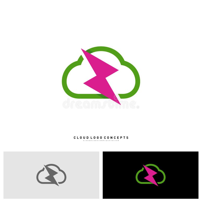 Storm Cloud Logo Design Concept Vector. Thunder Cloud Logo Template ...