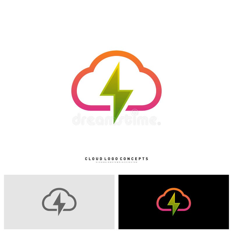 Storm Cloud Logo Design Concept Vector. Thunder Cloud Logo Template ...