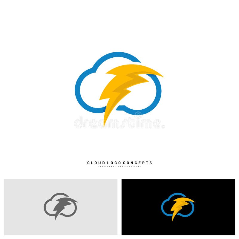 Storm Cloud Logo Design Concept Vector. Thunder Cloud Logo Template ...