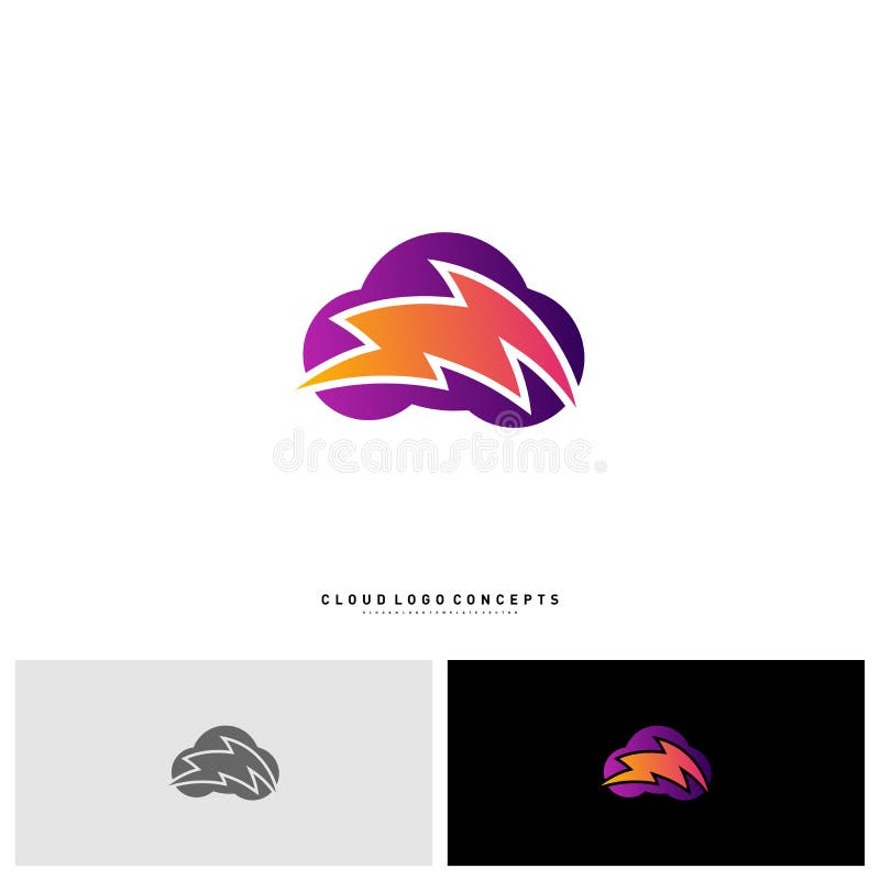 Storm Cloud Logo Design Concept Vector. Thunder Cloud Logo Template ...