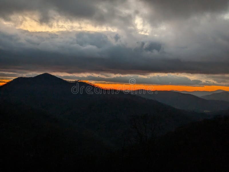 Storm Cloud Over the Blue Ridge Mountains before the Sun Rise Stock ...