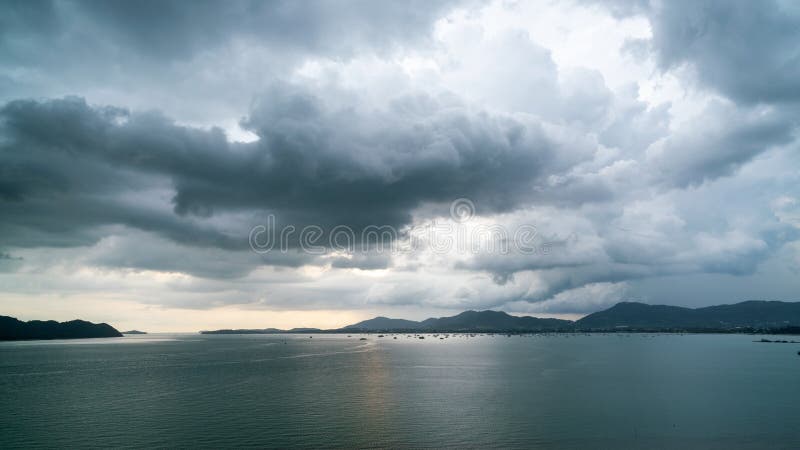 Storm Clouds in Bad Weather Day Over Sea Stock Photo - Image of evening ...