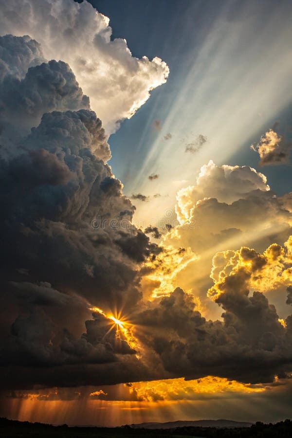 Heavy Storm Clouds Illuminated from Sun Stock Illustration ...