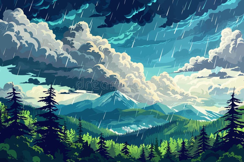 Storm Clouds Brewing Over Mountains Isolated Illustration Stock Vector ...