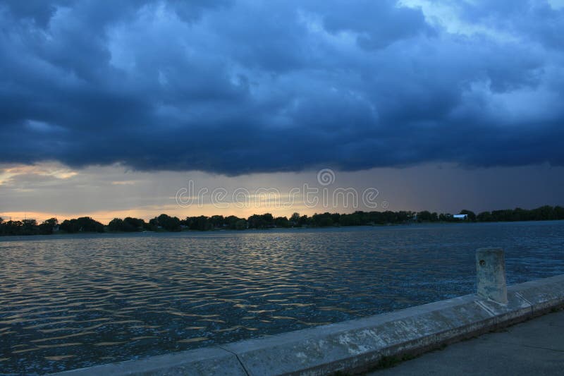 Storm Clouds on the Fox River, Green Bay, Wisconsin. Lovely Blue Shades ...