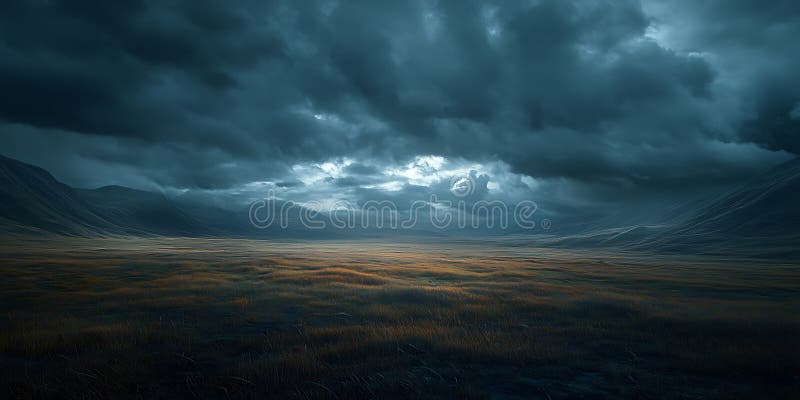 Storm Clouds Gathering Over an Open Field for a Dramatic and Moody ...