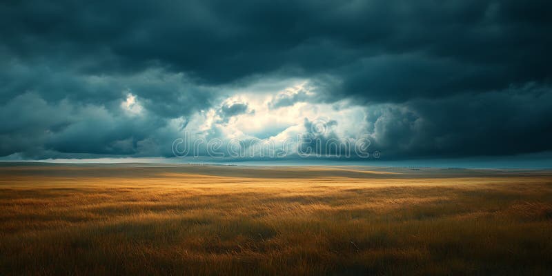 Storm Clouds Gathering Over an Open Field for a Dramatic and Moody ...