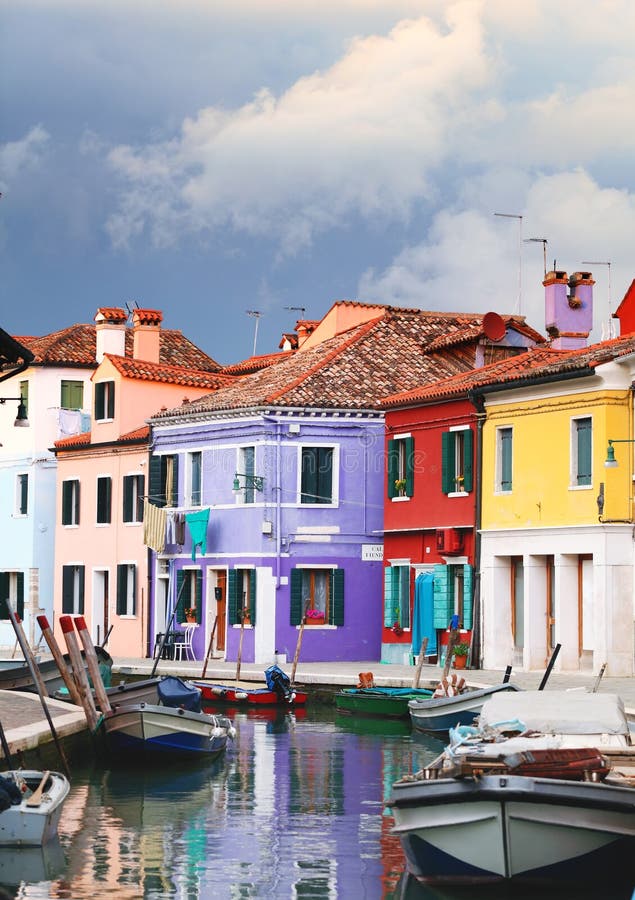 Colors of Burano Island stock photo. Image of channel - 4728092
