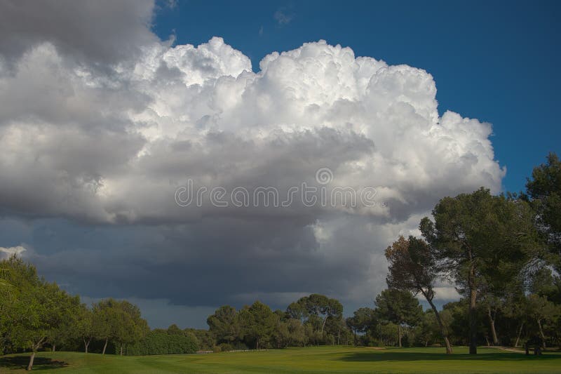 Storm Clouds Over Golf Course HDR Stock Image - Image of fairway, green ...