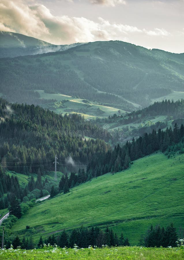 Storm Clouds Over Mountains and the Forest Stock Image - Image of rain ...