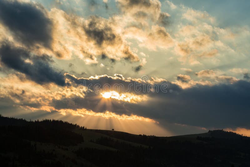 Storm Clouds Over Mountains and the Forest Stock Photo - Image of rain ...