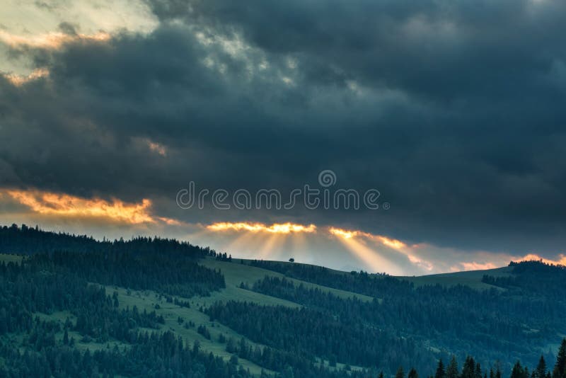 Storm Clouds Over Mountains and the Forest Stock Photo - Image of great ...