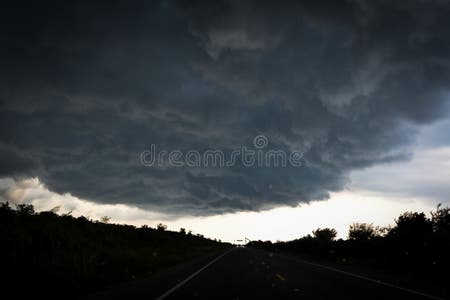 Storm Clouds Over the Road. Stock Photo - Image of autumn, horizon ...