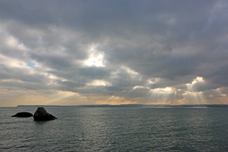 Storm Clouds Over Torbay from Torquay Stock Photo - Image of blue ...