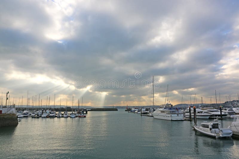 Storm Clouds Over Torquay Harbour, Devon Stock Image - Image of horizon ...