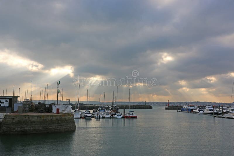 Storm Clouds Over Torquay Harbour, Devon Stock Photo - Image of england ...