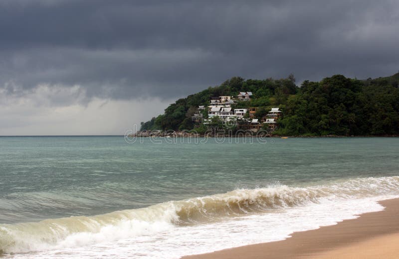 Storm Clouds Over Tropical Island Stock Photo - Image of idyllic ...