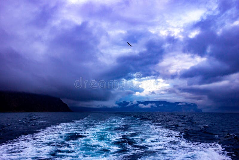 Storm Clouds and Raging Waves in the Sea Stock Photo - Image of evening ...