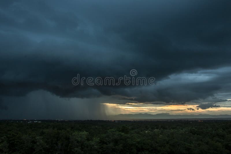 Storm Clouds with the Rain. Nature Environment Dark Huge Cloud Sky Black Stormy Cloud Stock ...