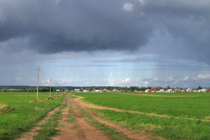 Storm Clouds and Rain Over the Field Stock Image - Image of environment ...