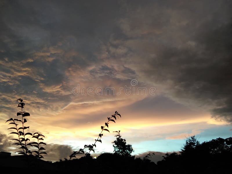 Storm Clouds before Raining Stock Image - Image of cloudscape, plant ...