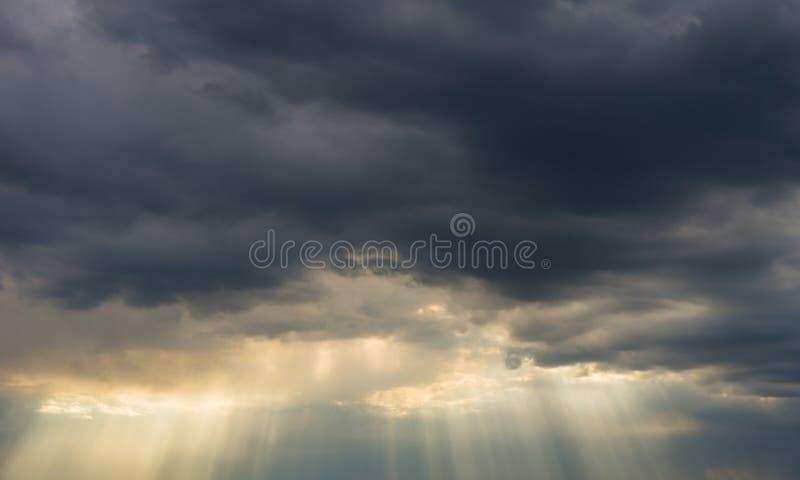 Sun Rays through Storm Clouds Stock Photo - Image of nature, heaven ...