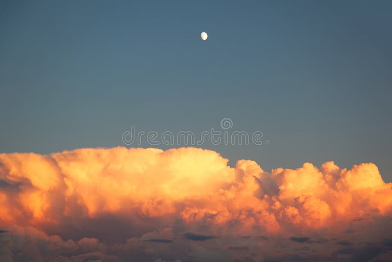 Storm Clouds at Sunset with Moon Stock Image - Image of delightful ...