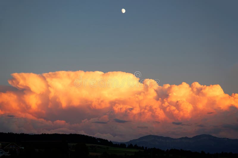 Sunset, moon, stars stock photo. Image of stars, sunset - 37912988