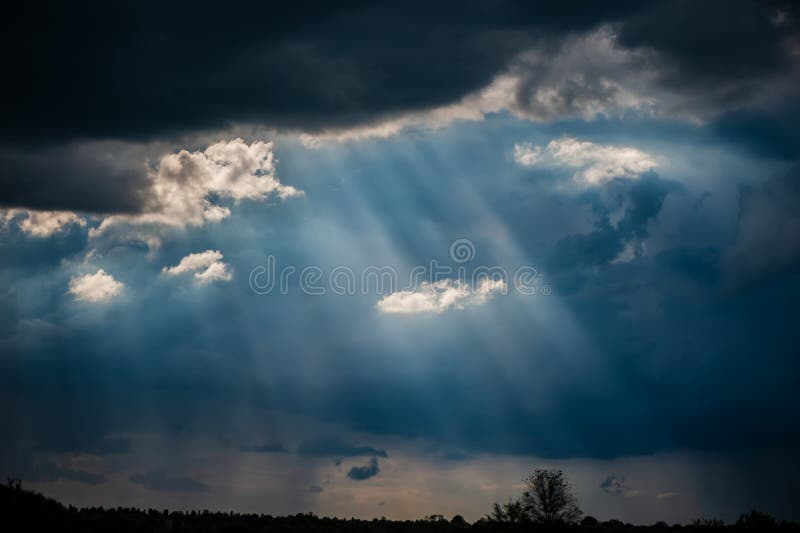 Storm Clouds, Sunshine and Rain in the Countryside. Stock Image - Image ...