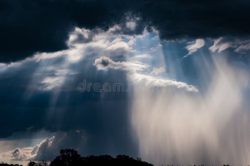 Storm Clouds, Sunshine and Rain in the Countryside. Stock Image - Image ...
