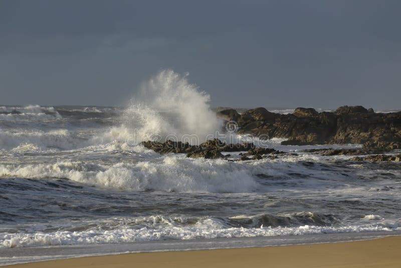 Storm on the coast stock image. Image of foam, rock - 206688075
