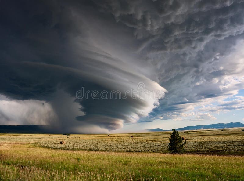 Storm Cyclone: Dramatic Contrast of Wind and Clear Sky Stock ...